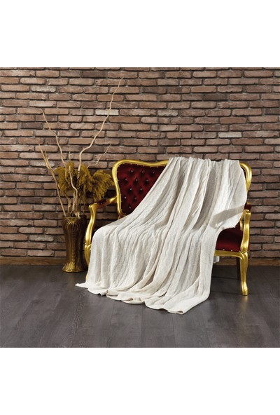Luvana Home Feris Akrilik, Örgü Çift Kişilik Triko Battaniye Krem Luvana Home Feris Akrilik, Örgü Çift Kişilik Triko Battaniye Krem
