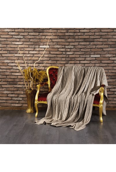 Luvana Home Feris Akrilik, Örgü Çift Kişilik Triko Battaniye Bej Luvana Home Feris Akrilik, Örgü Çift Kişilik Triko Battaniye Bej