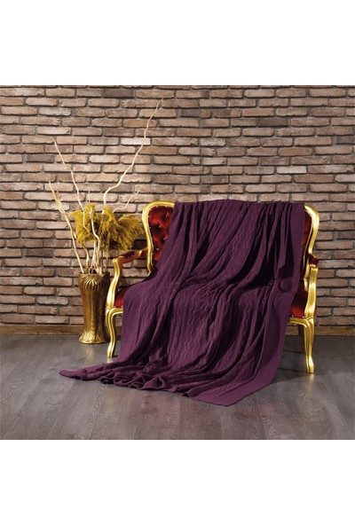 Luvana Home Feris Akrilik, Örgü Çift Kişilik Triko Battaniye Mor Luvana Home Feris Akrilik, Örgü Çift Kişilik Triko Battaniye Mor