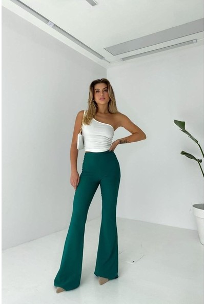 Eka Kadın Yeşil Ispanyol Paça Yandan Fermuarlı Pantolon 0291-8404 Eka Kadın Yeşil Ispanyol Paça Yandan Fermuarlı Pantolon 0291-8404