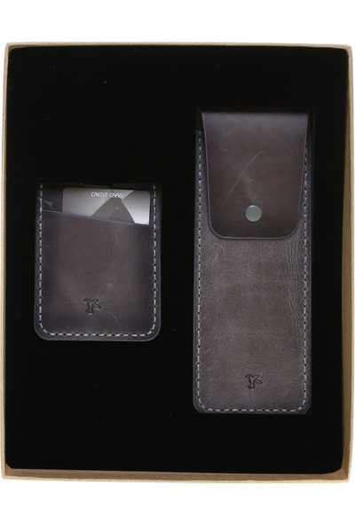 Fabrika Erkek Gri Kalemlik Kartlık Takımı