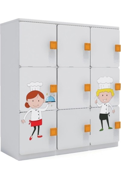 Woody Life 9 Kapaklı Çocuk Odası Anaokulu Kreş Dolap Meslek Temalı Woody Life 9 Kapaklı Çocuk Odası Anaokulu Kreş Dolap Meslek Temalı