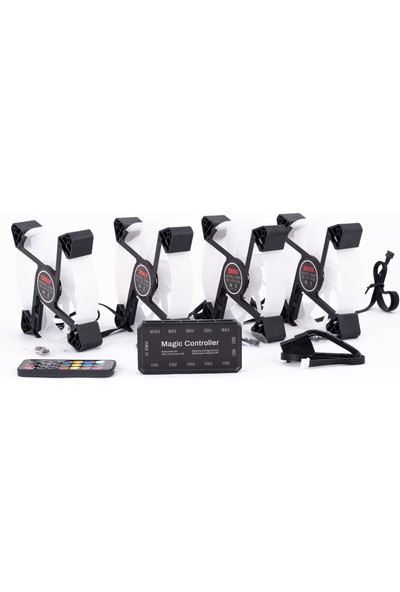Zauss 4in1 Kumandalı RGB Fan Seti 4'lü 12 cm Kasa Fanı Aura Sync Zauss 4in1 Kumandalı RGB Fan Seti 4'lü 12 cm Kasa Fanı Aura Sync