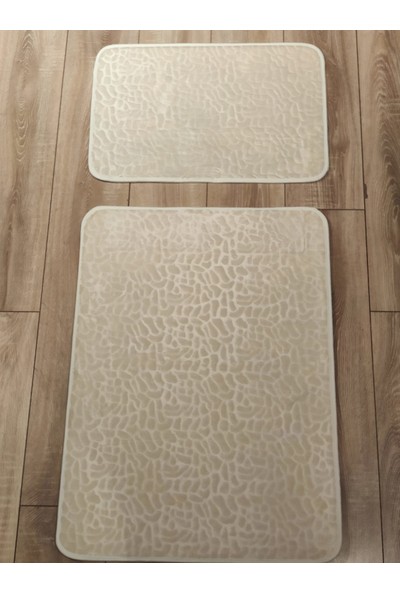 Kayahan Ev 2'li Set Klozet Takımı Kaymaz Taban Stone Krem