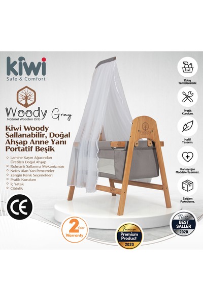 Kiwi Woody Sallanabilir Doğal Ahşap Anne Yanı Portatif Beşik Kiwi Woody Sallanabilir Doğal Ahşap Anne Yanı Portatif Beşik