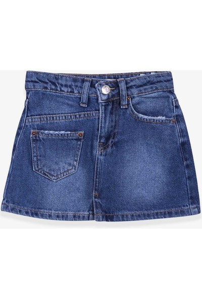 Breeze Kız Çocuk Kot Etek Yırtmaç Detaylı Mavi (10-14 Yaş)