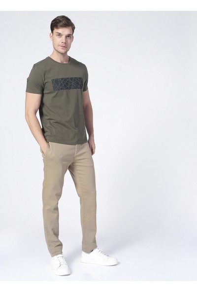 Fabrika O Yaka Basic Haki Erkek T-Shirt