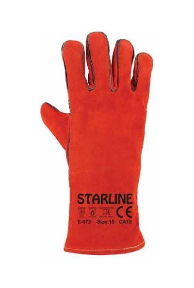 Starline E-072 Kaynakçı Eldiveni No: 10 (Kırmızı)