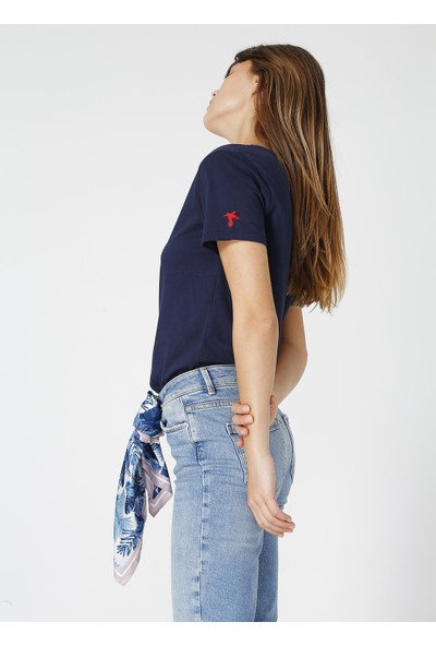 Fabrika Teyo Lacivert V Yaka Kadın T-Shirt
