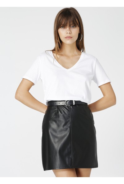 Fabrika Teyo Beyaz V Yaka Kadın T-Shirt