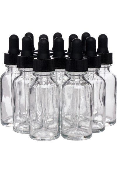 Plazma Cam Damlalıklı Şeffaf Cam Şişe 30 ml x 12 Adet