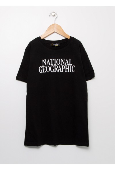 National Geographic Yazı Baskılı Bisiklet Yaka Siyah Erkek Çocuk T-Shirt