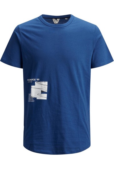 Jack & Jones Erkek Koyu Mavi Bisiklet Yaka T-Shirt