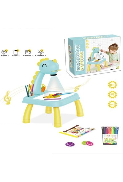 Easytoys Çocuk Boyama Çizim Eğitim Masası Oyucak - Açık Mavi (Yurt Dışından)