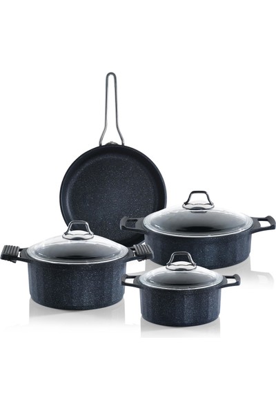 Schafer Onix Döküm Tencere Seti 7 Parça Siyah