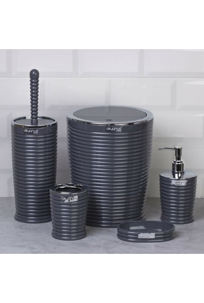 MasterHome Antrasit Kromlu Elegans 5li Banyo Seti MasterHome Antrasit Kromlu Elegans 5li Banyo Seti