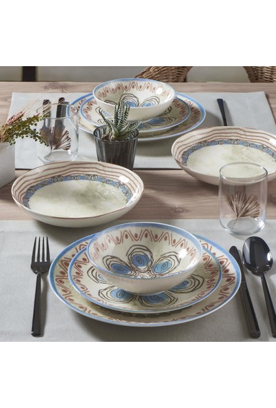 Güral Porselen Güral Atina 24 Parça 6 Kişilik Bone Yemek Takımı -