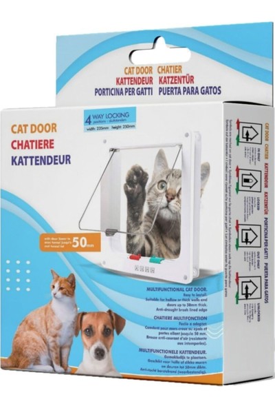 Petmito 4 Yönde Ayarlanabilen Kedi Köpek Kapısı 23.5 x 25 x 5 cm - Beyaz Petmito 4 Yönde Ayarlanabilen Kedi Köpek Kapısı 23.5 x 25 x 5 cm - Beyaz