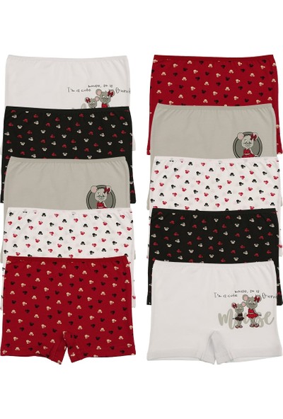 Donella 10'lu Renkli Mouse Baskılı Kız Çocuk Şort - 42711106YB