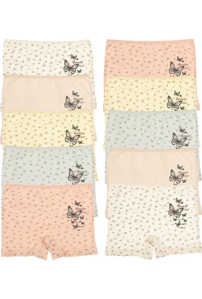 Donella 10'lu Renkli Kelebek Baskılı Kız Çocuk Şort - 421152PL