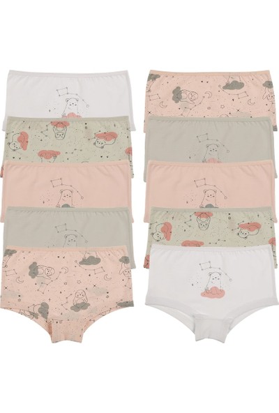 Donella 10'lu Renkli Baskılı Kız Çocuk Şort - 46711145AS