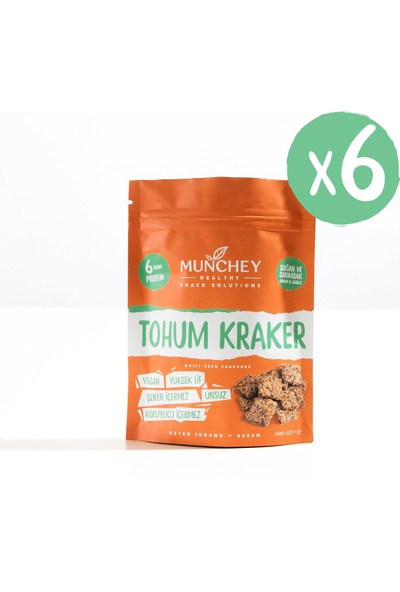 Munchey 6'lı Soğan Sarımsaklı Tohum Kraker 240 gr Munchey 6'lı Soğan Sarımsaklı Tohum Kraker 240 gr