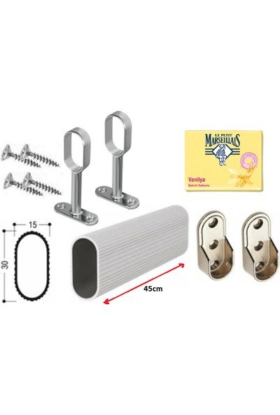 Mvy Dolap Içi Askı Borusu Alüminyum Oval 45CM + 2 Adet Ayaklı Flanş Orta + 2 Adet Sabit Kapalı Flanş + 1 Adet Marseılıals El ve Vücut Bakım Sabunu 90GR Mvy Dolap Içi Askı Borusu Alüminyum Oval 45CM + 2 Adet Ayaklı Flanş Orta + 2 Adet Sabit Kapalı Flanş + 1 Adet Marseılıals El ve Vücut Bakım Sabunu 90GR