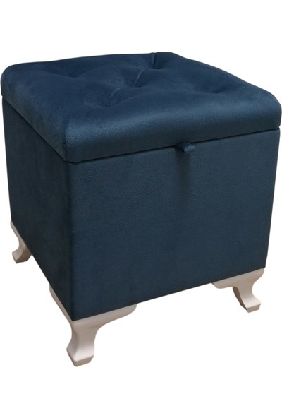 Ertok Sandıklı Puf Koltuk Kumaş Düğmeli Lacivert