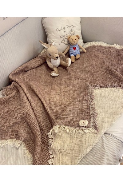 Rose & Blanc Pamuk 4 Katlı Müslin Bebek Battaniye 110 x 120 cm Rose & Blanc Pamuk 4 Katlı Müslin Bebek Battaniye 110 x 120 cm