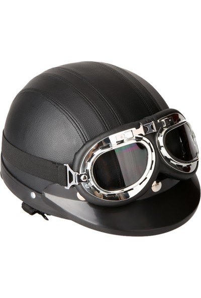 Shopfocus Açık Yarım Yüz Motosiklet Kaskı - Siyah (Yurt Dışından)