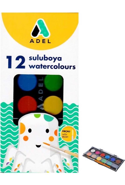 Faber-Castell Sulu Boya 12 Renk Orta Boy Adel Sulu Boya 12 Renk Orta Boy Fırça