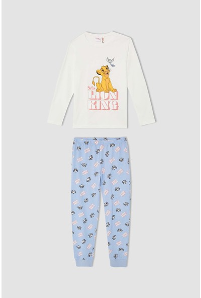 DeFacto Kız Çocuk Lion King Lisanslı Pamuklu Uzun Kollu Pijama Takım V8310A621WN