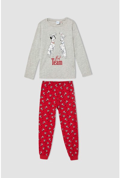 DeFacto Kız Çocuk 101 Dalmatians Lisanslı Uzun Kollu Pijama Takım V8297A621AU