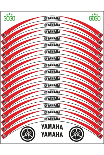 Yamaha Kırmızı Beyaz Yamaha Reflektörlü Jant Şeridi Yamaha Kırmızı Beyaz Yamaha Reflektörlü Jant Şeridi