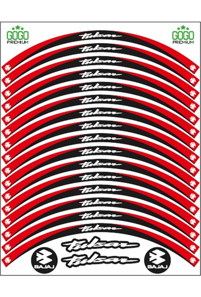 Pulsar Kırmızı Siyah Pulsar Reflektörlü Jant Şeridi