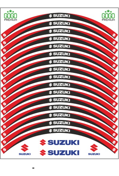 SEVEN KARDEŞLER Kırmızı Siyah Suzuki Reflektörlü Jant Şeridi
