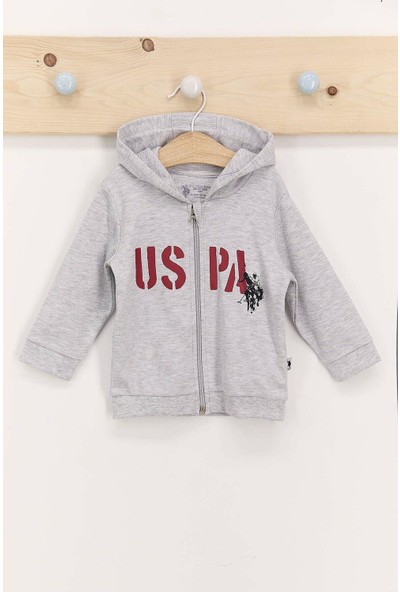 U.s Polo Kapşonlu Sweat Erkek Bebek Gri