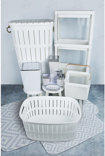 Vip Gross Lüx Banyo Takımı Seti Beyaz 11 Parça