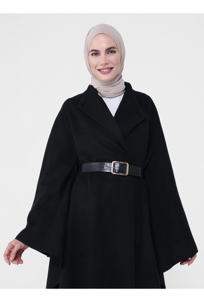Refka Kemer Detaylı Panço - Siyah - Refka Woman Refka Kemer Detaylı Panço - Siyah - Refka Woman