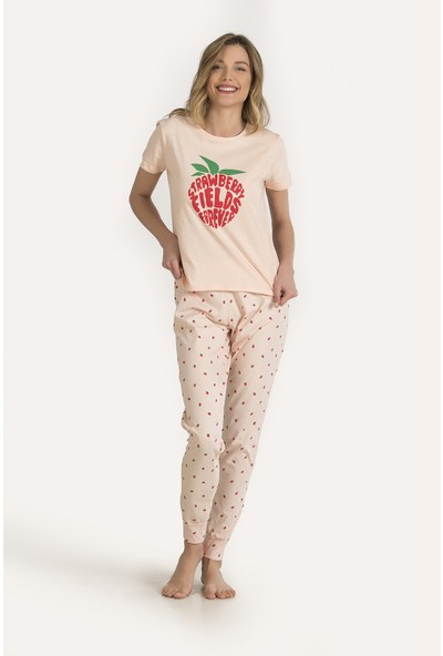 NBB Somon Çilekli Kadın Pijama Takımı