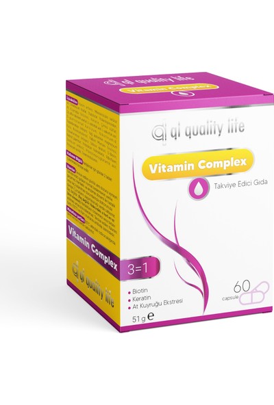 Quality Life Hair Vitamin Complex Biotin Keratin At Kuyruğu Selenyum Çinko Folik Asit Saç Vitamini 60 Tablet Quality Life Hair Vitamin Complex Biotin Keratin At Kuyruğu Selenyum Çinko Folik Asit Saç Vitamini 60 Tablet