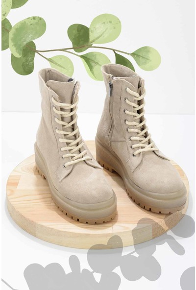 Bambi Bej Süet Kadın Bot & Bootie K02669744002