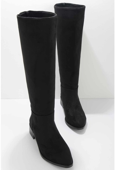 Bambi Siyah Süet Kadın Çizme K03527382602