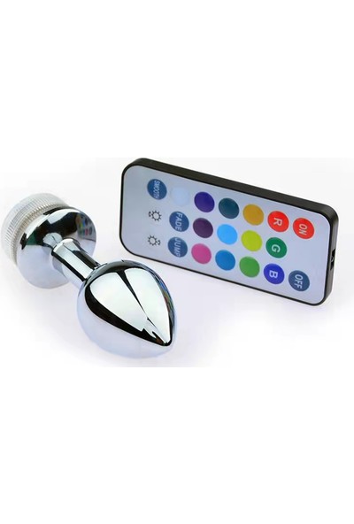 Lilitu Shop Uzaktan Kumandalı LED Işıklı Orta Boy Çelik Anal Plug
