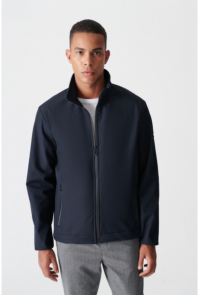 AVVA Erkek Lacivert Dik Yaka Düz Softshell Mont A12Y6091 AVVA Erkek Lacivert Dik Yaka Düz Softshell Mont A12Y6091