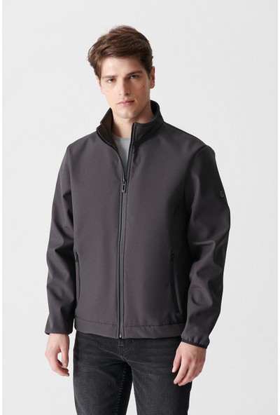 AVVA Erkek Antrasit Dik Yaka Düz Softshell Mont A12Y6091 AVVA Erkek Antrasit Dik Yaka Düz Softshell Mont A12Y6091