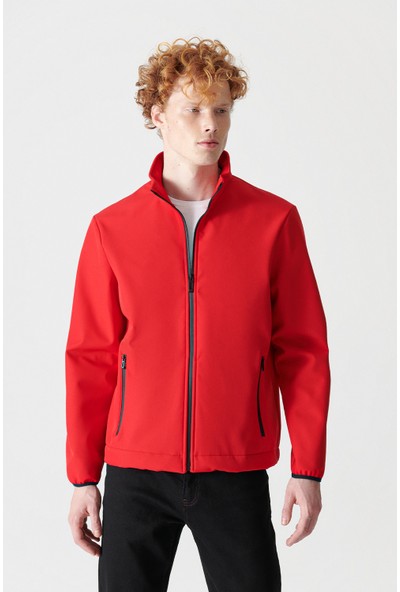 AVVA Erkek Kırmızı Dik Yaka Düz Softshell Mont A12Y6091 AVVA Erkek Kırmızı Dik Yaka Düz Softshell Mont A12Y6091