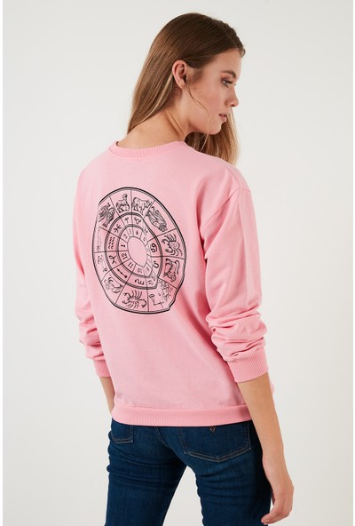 Lela Baskılı Bisiklet Yaka Basic Örme Sweat Kadın Sweat 5864286