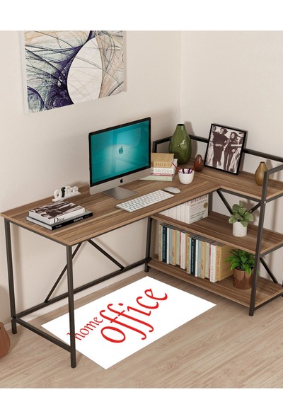 Kuzgunhome Çalışma Masası Halısı Home Office Model Dot Taban Halı Beyaz