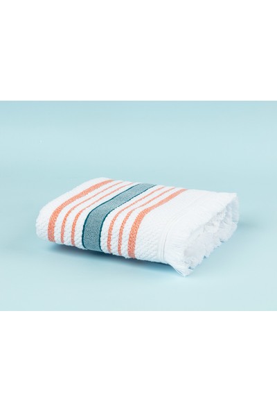 Madame Coco Annecy Yüz Havlusu - Beyaz / Turuncu - 50X70 cm
